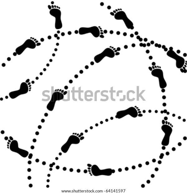 Human Footprints On Their Paths Stock Vector (Royalty Free) 64141597