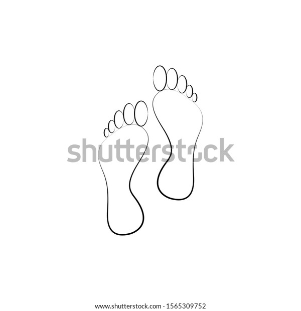 Human footprints outlines. Black and White