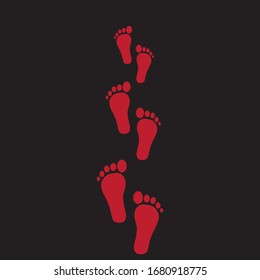 Human Footprints Red On Black Background Stock Vector (Royalty Free ...