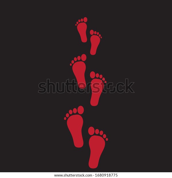 Human Footprints Red On Black Background Stock Vector (Royalty Free ...