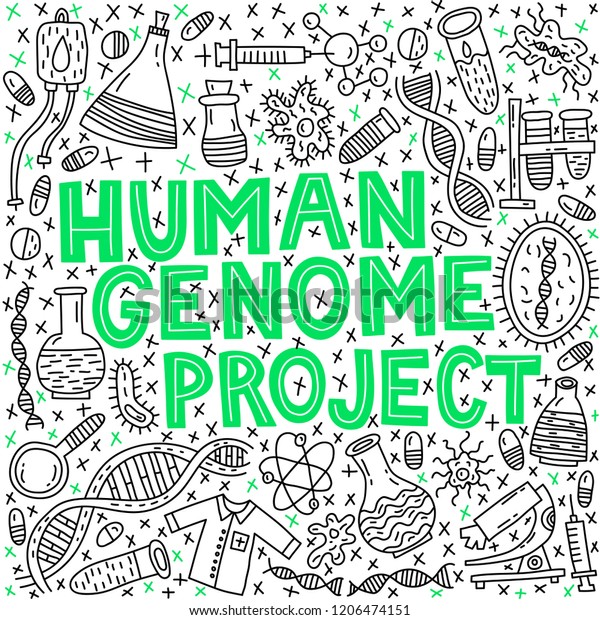 Human Genom Project Lettering Doodle Illustration: เวกเตอร์สต็อก (ปลอด ...