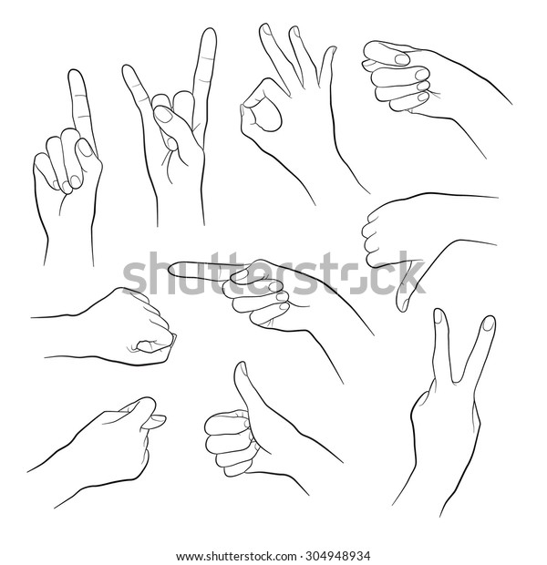 Human Gestures People Hand Signs Woman Stock Vector (Royalty Free ...