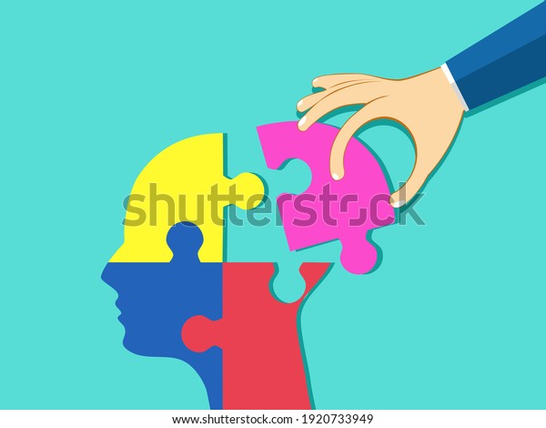 Human Hand Against Human Head Jigsaw Stock Vector (Royalty Free ...