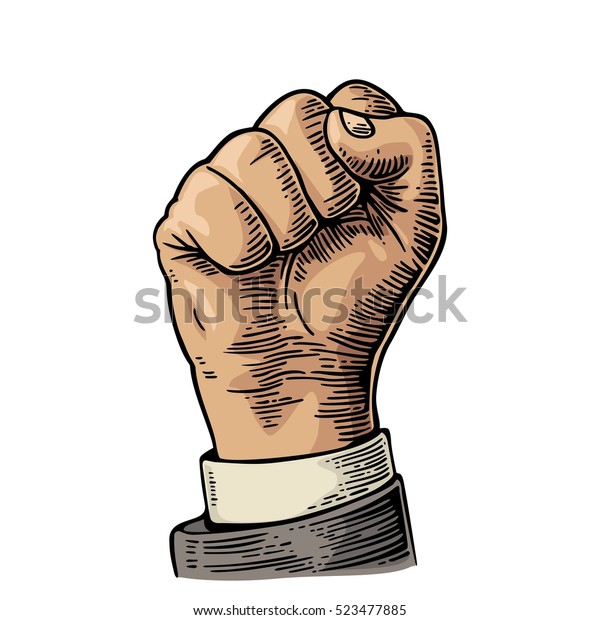 Human Hand Clenched Fist Vector Color: vector de stock (libre de ...