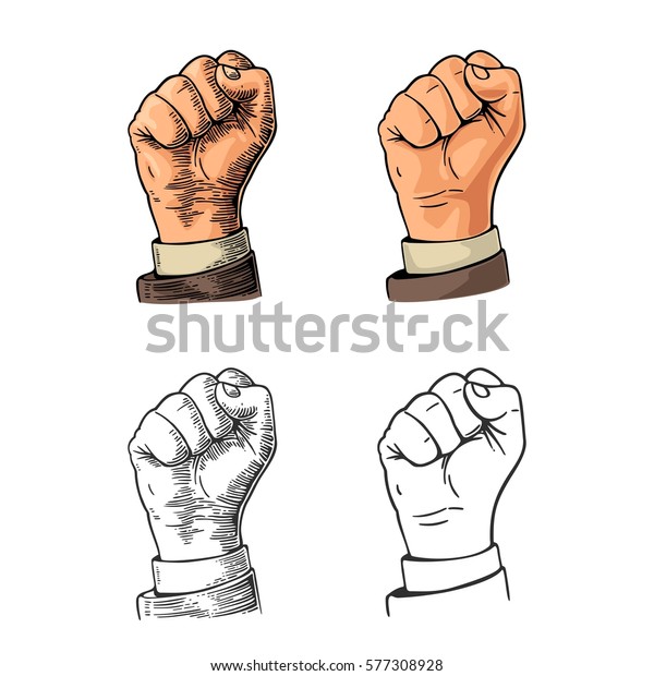 Human Hand Clenched Fist Vector Color: เวกเตอร์สต็อก (ปลอดค่าลิขสิทธิ์ ...