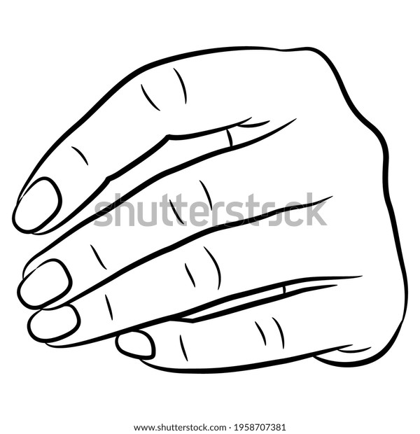 Human Hand Front View Black White Stock Vector (Royalty Free ...