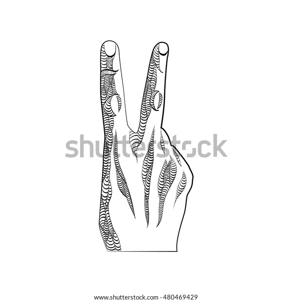 Human Hand Giving Sign V Two Stock Vector (Royalty Free) 480469429 ...