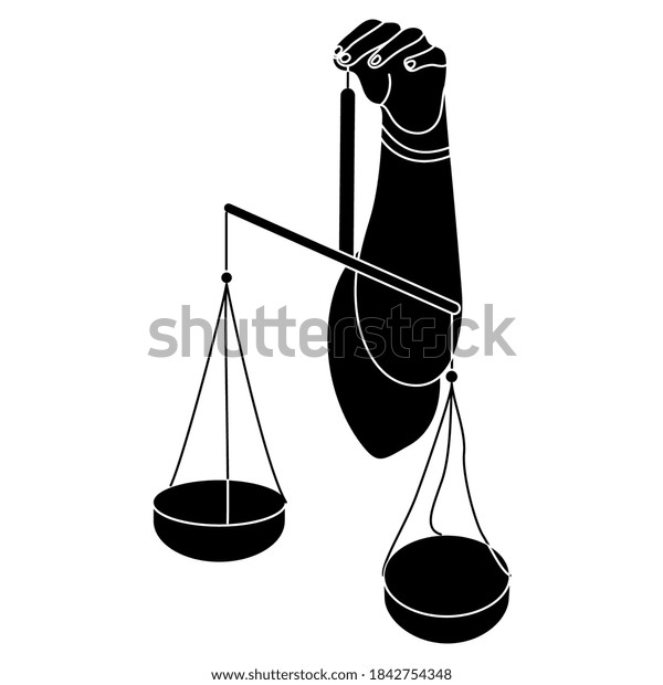 Human Hand Holding Balance Scale Black Stock Vector (Royalty Free ...