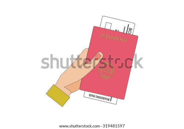 Human Hand Holding Boarding Pass Passport Stock Vector Royalty Free