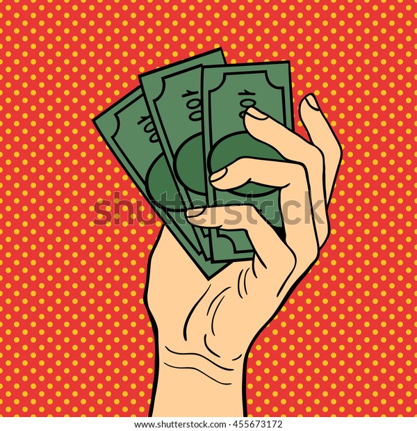 Human Hand Holding Dollar Money Pose 스톡 벡터(로열티 프리) 455673172