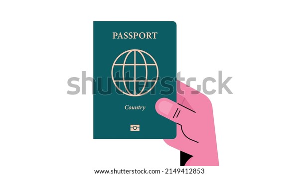 Human Hand Holding International Passport Journey เวกเตอร์สต็อก ปลอด
