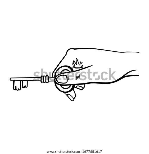 Human Hand Holding Keys Black White Stock Vector (Royalty Free ...