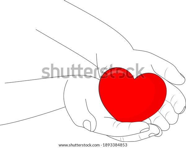 Human Hand Line Art Holding Red Stock Vector (Royalty Free) 1893384853 ...
