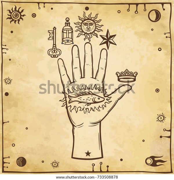 Human Hand Mystical Signs Esoteric Religion Stock Vector (Royalty Free ...
