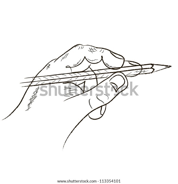 Human Hand Pencil On White Background Stock Vector (Royalty Free ...
