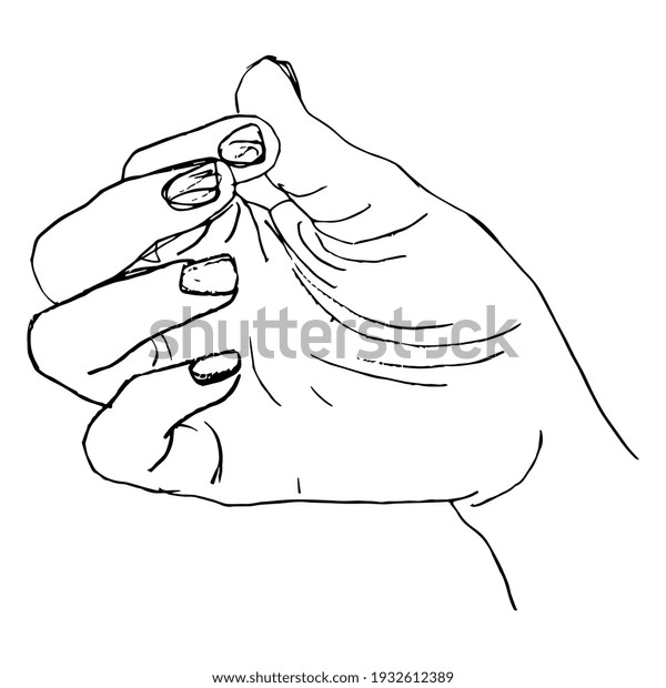 Human Hand Pinch Gesture Palm Bent Stock Vector (Royalty Free ...