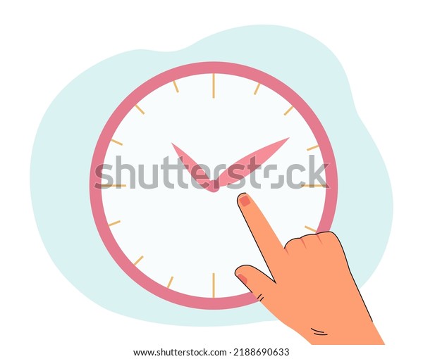 Human Hand Pointing Clock Face Flat Stock Vector (Royalty Free ...