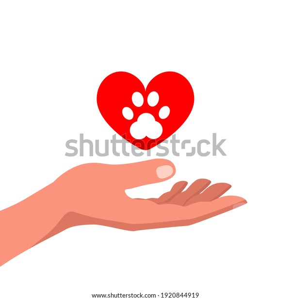 Human Hand Red Heart Trace Animal Stock Vector (Royalty Free ...