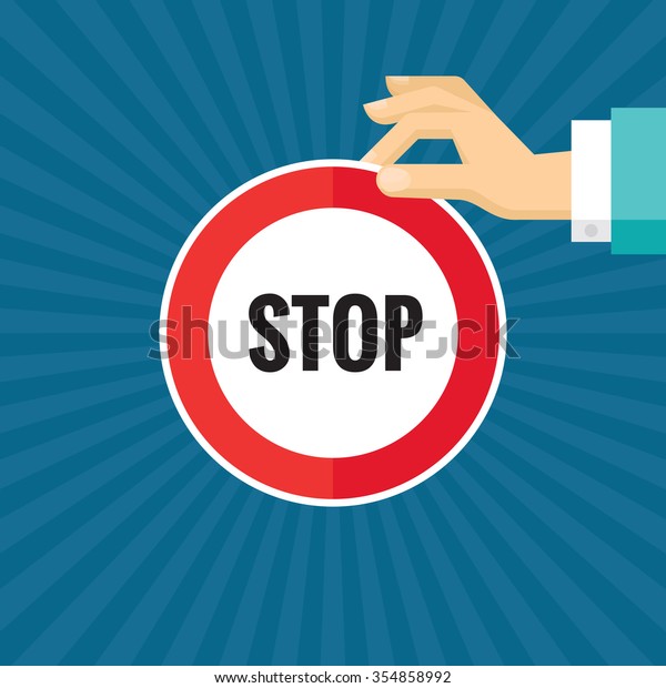Human Hand Stop Sign Concept Vector Stock Vector (Royalty Free ...