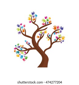 Human Hand Tree Gesture Shape Icon Stock Vector (Royalty Free ...