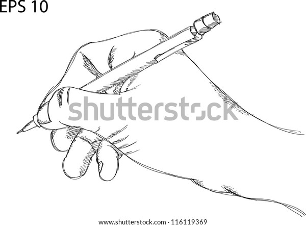 Human Hand Writing Vector Line Sketch Stock Vector (Royalty Free) 116119369