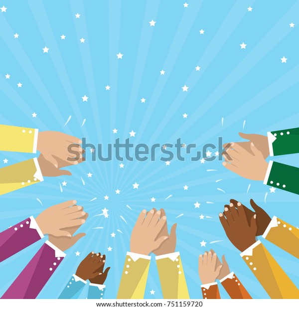 Human Hands Clapping Isolated On Blue: vector de stock (libre de ...