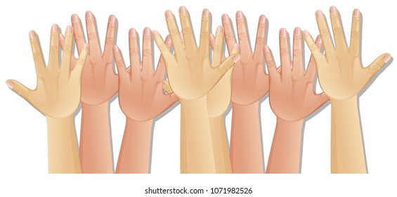 Hands Different Skin Colorshand Drawnvectorillustrationdoodle: เวกเตอร์ ...