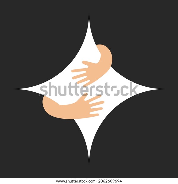 Human Hands Embracing Holding Square Concave Stock Vector (Royalty Free ...