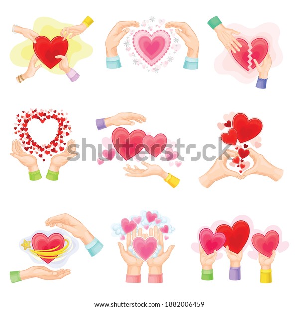 Human Hands Fluttering Red Heart Love Stock Vector (Royalty Free ...