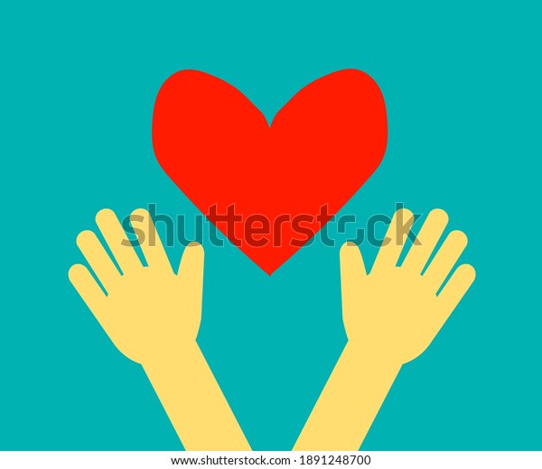 Human Hands Heart On Blue Background Stock Vector (Royalty Free ...
