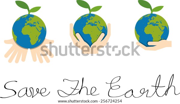 Human Hands Holding Earth Save World: เวกเตอร์สต็อก (ปลอดค่าลิขสิทธิ์ ...