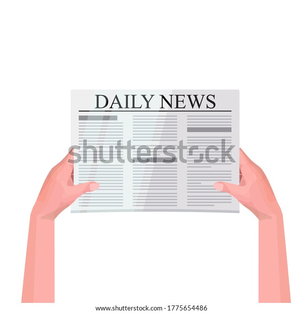Human Hands Holding Newspaper Reading Daily Stock Vector (Royalty Free ...
