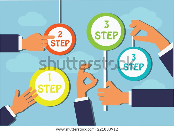 Human Hands Step Blocks Vector Illustration Stock Vector (Royalty Free ...