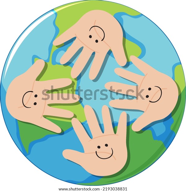 Human Hands Symbol On Earth Planet Stock Vector (Royalty Free ...