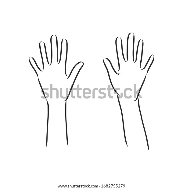 menschliche Hände hoch, Vektorillustration-Skizze: Stock-Vektorgrafik ...