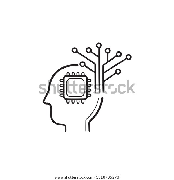 Human Head Chip Circuit Hand Drawn: เวกเตอร์สต็อก (ปลอดค่าลิขสิทธิ์ ...