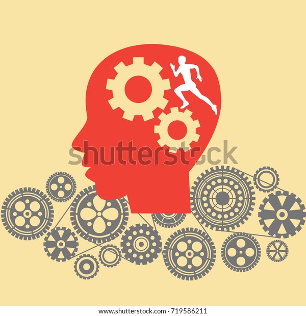Human Head Cogs Gears Running Human: เวกเตอร์สต็อก (ปลอดค่าลิขสิทธิ์ ...