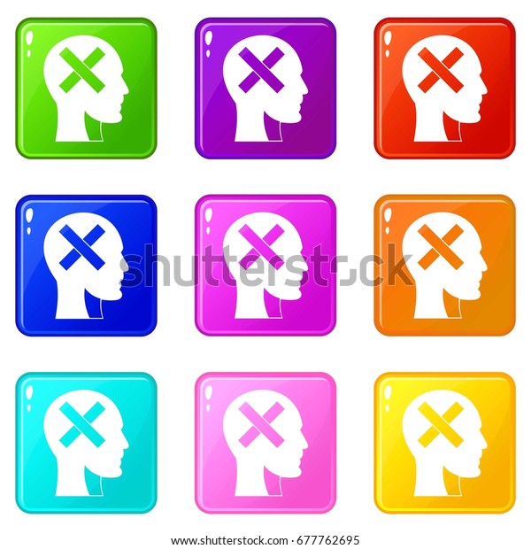 Human Head Cross Inside Icons 9 Stock Vector (Royalty Free) 677762695 ...