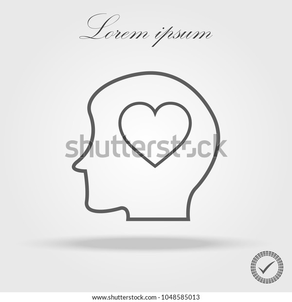 Human Head Heart Icon Vector Filled Stock Vector (Royalty Free ...