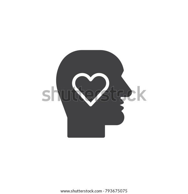 Human Head Heart Icon Vector Filled Stock Vector (Royalty Free ...