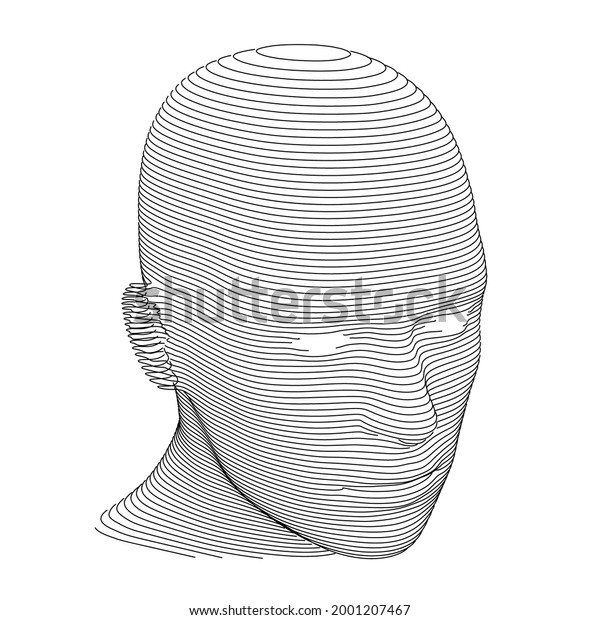 Human Head Horizontal Lines Slices Over Stock Vector (Royalty Free ...