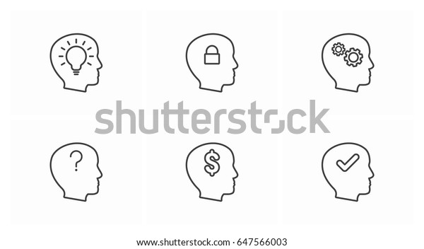 Human Head Icon Set Check Mark: เวกเตอร์สต็อก (ปลอดค่าลิขสิทธิ์ ...