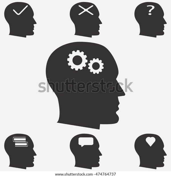 Human Head Icons Human Thinking Icons Stock Vector (Royalty Free ...