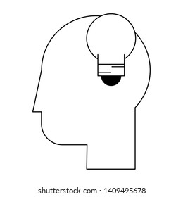 Human Head Light Bulb Icon Cartoon Stock Vector (Royalty Free ...