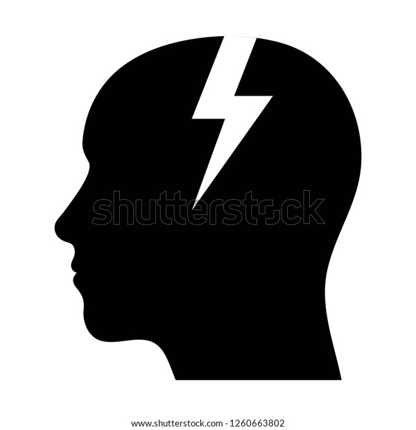 Human Head Lightning Bolt Glyph Icon: vetor stock (livre de direitos ...