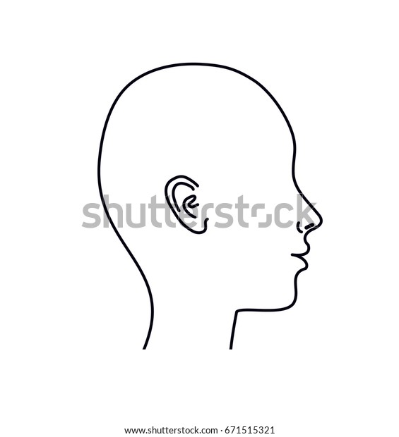 Human Head Line Art Profile Ear: เวกเตอร์สต็อก (ปลอดค่าลิขสิทธิ์ ...
