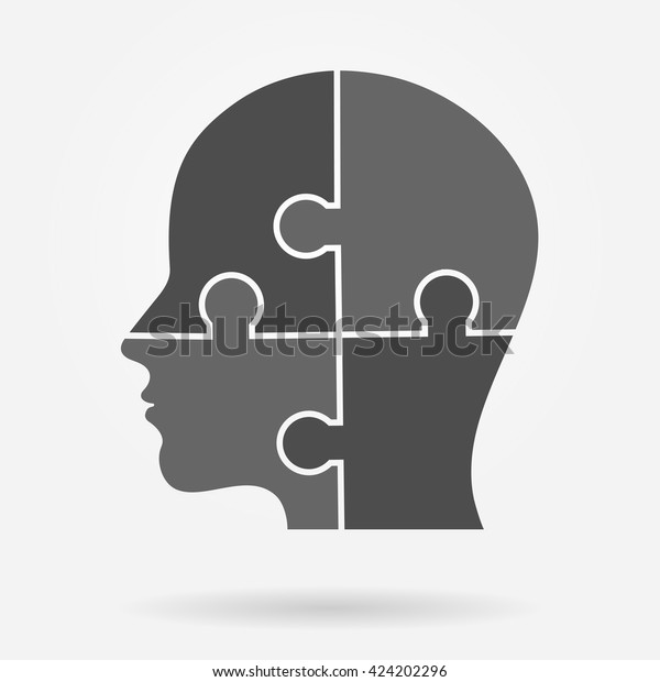 Human Head Made Puzzle Pieces Icon Stock Vector (Royalty Free) 424202296
