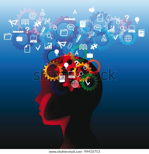 Human head with many question, thinking abstract
