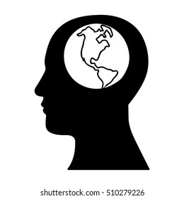 Human Head Planet Earth Icon Image: vector de stock (libre de regalías ...