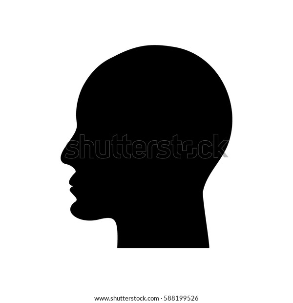 Human Head Profile Silhouette Isolated On 库存矢量图（免版税）588199526 ...